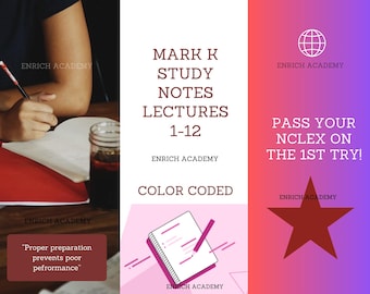 Mark K 12 Page Summarized Notes NCLEX - Etsy