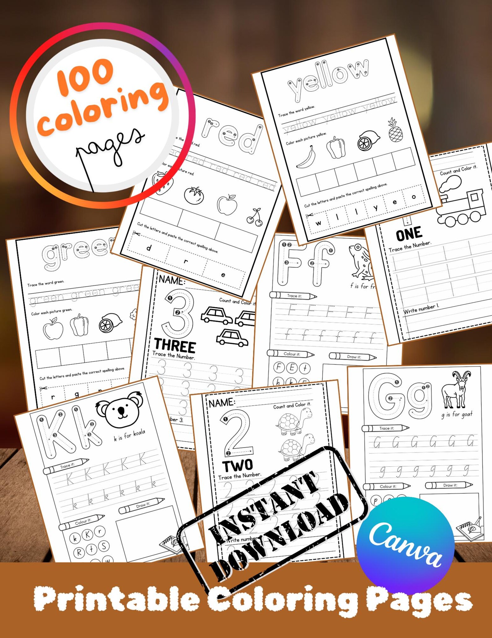 Alphabet/numbers Coloring Pages, Preschool Coloring Pages, Preschool ...