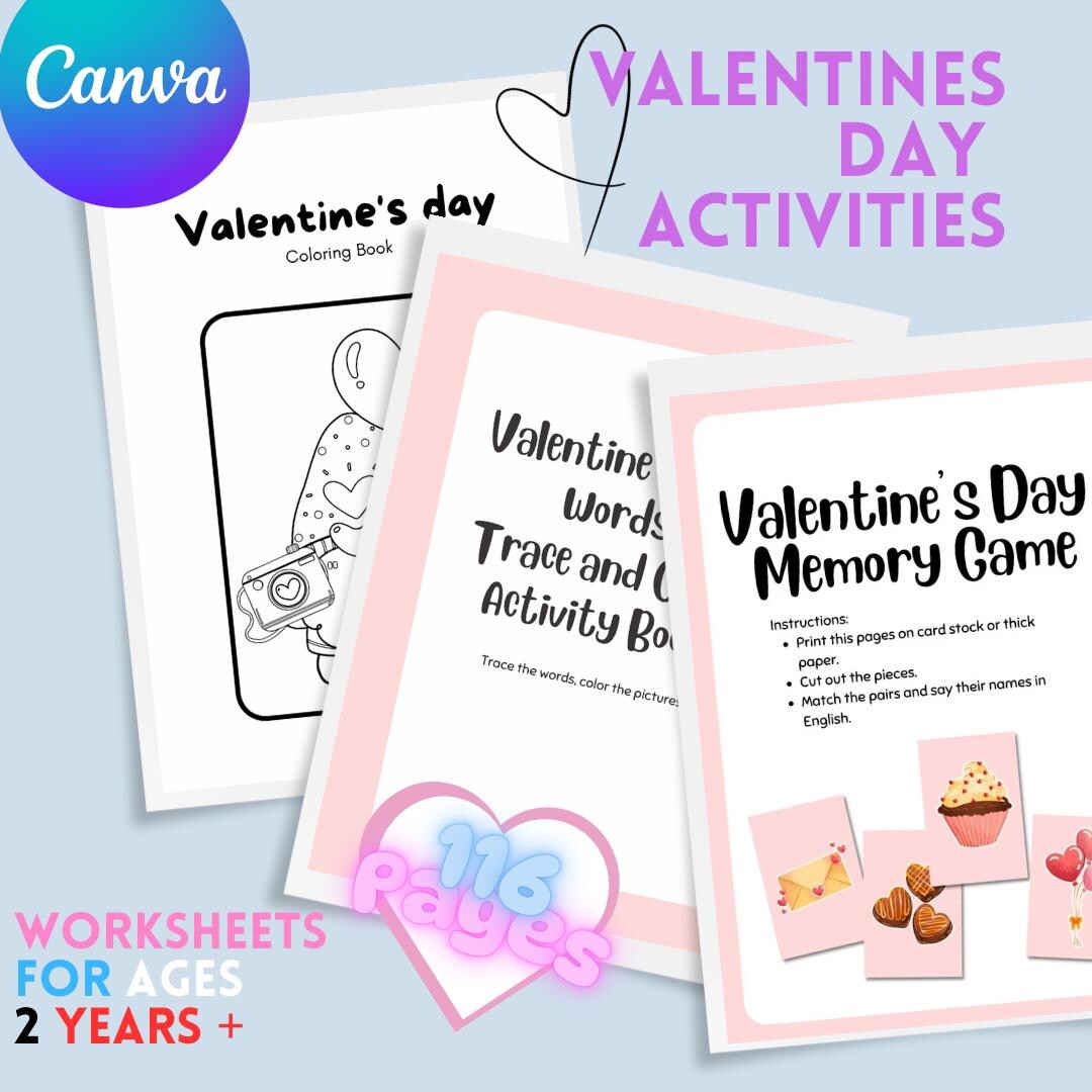 Valentine's Day Worksheet Bundle | Printable Valentines Day Worksheets ...