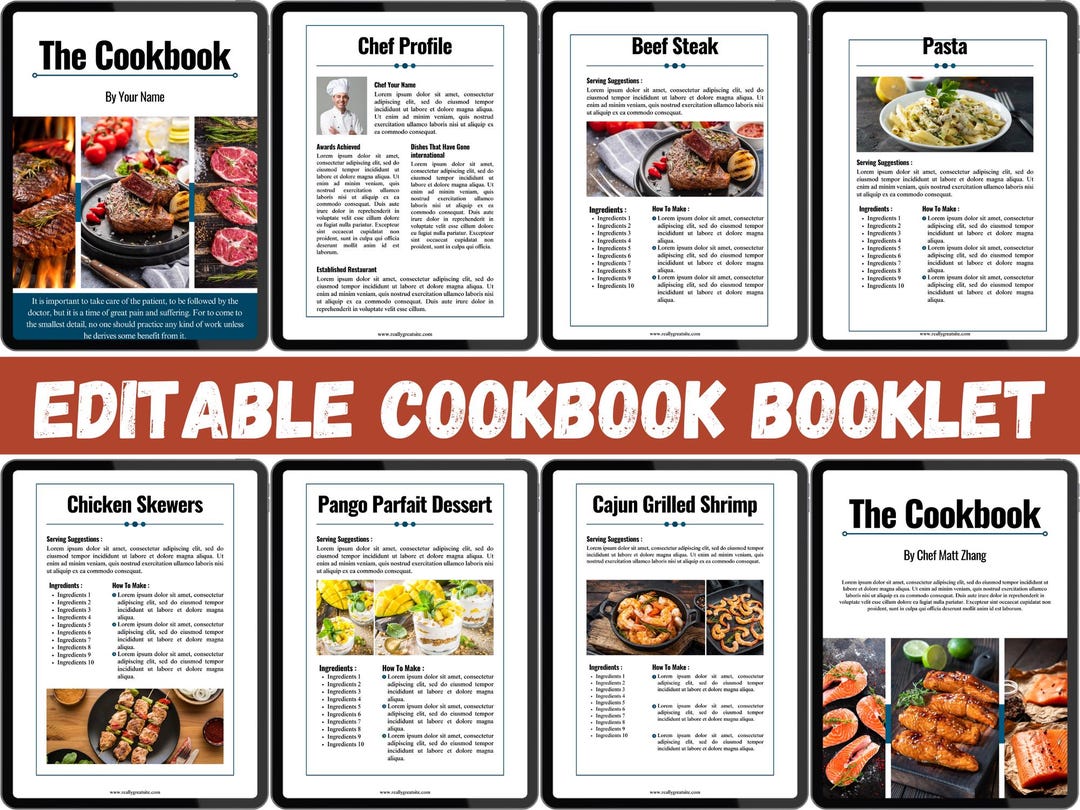 Editable Cookbook Booklet Template, Canva Recipe Card Pages, Digital ...