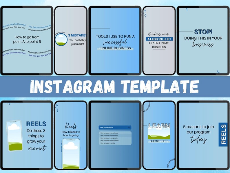 Editable Instagram Templates Collection, 18 Page IG Post Bundle, Social ...
