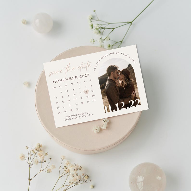 Photo Calendar Save the Date Template: Boho Wedding (digital Download ...