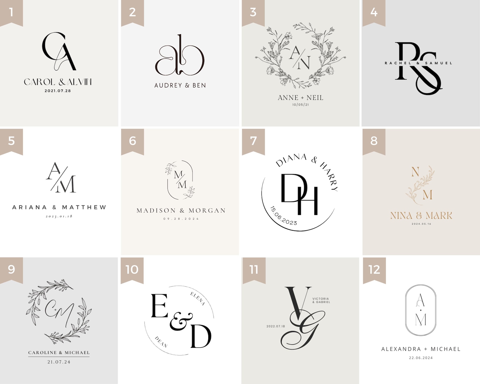 Custom Monogram Logo for Weddings, Signets, Insignias With Initials ...