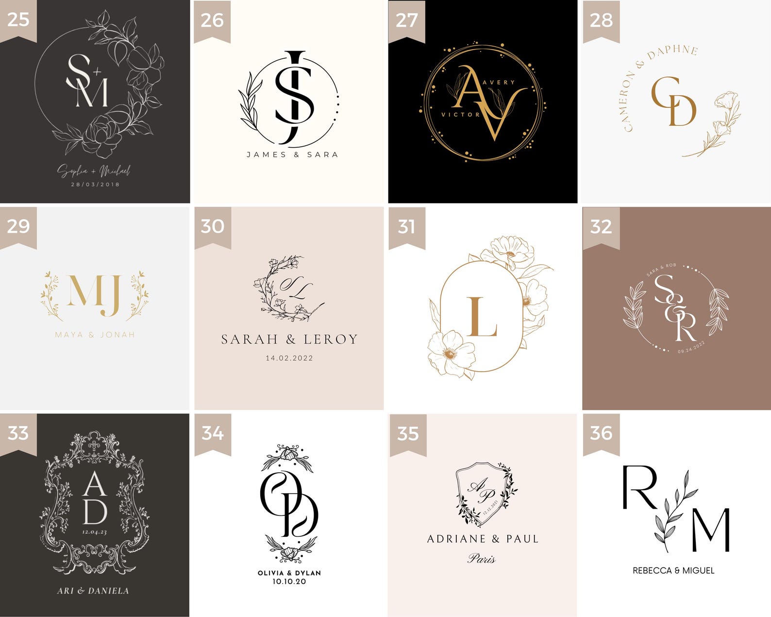 Custom Monogram Logo for Weddings, Signets, Insignias With Initials ...
