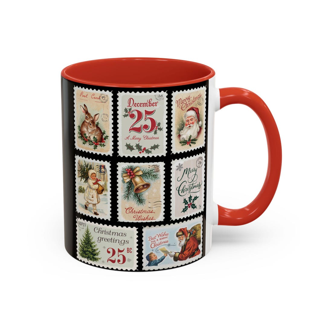 Vintage Christmas Postage Oldies Stamps, Holiday Gift, Coffee Cup, Tea ...