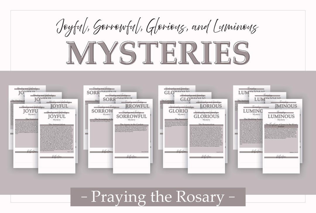 Rosary Mystery Digital Download Prayer Cards- Glorious, Joyful ...