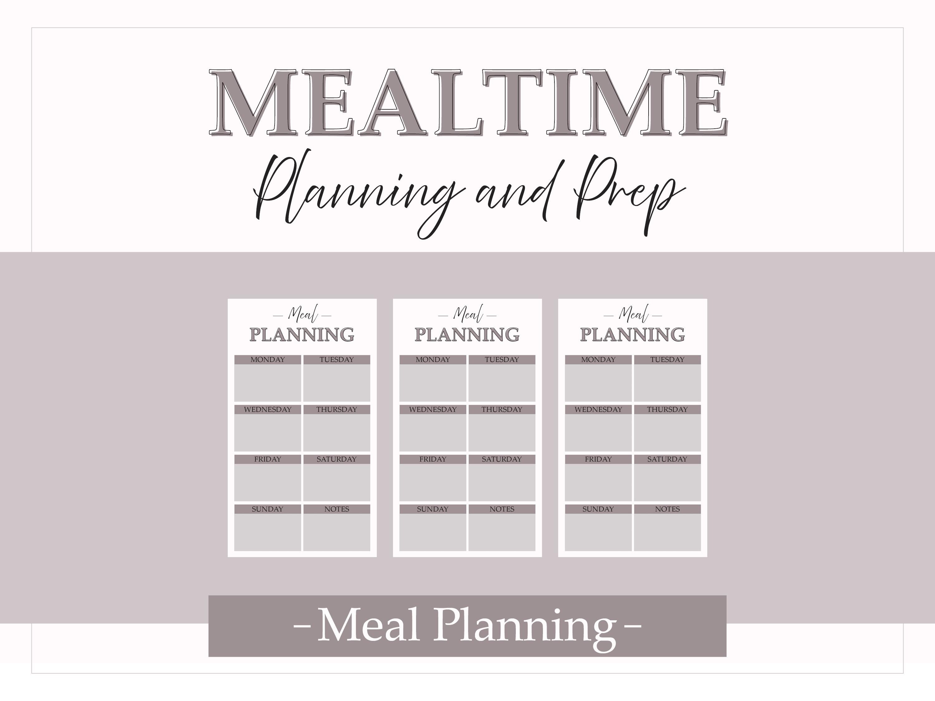 Meal Planning and Prep, Digital Downloads for an Organized Mealtime ...