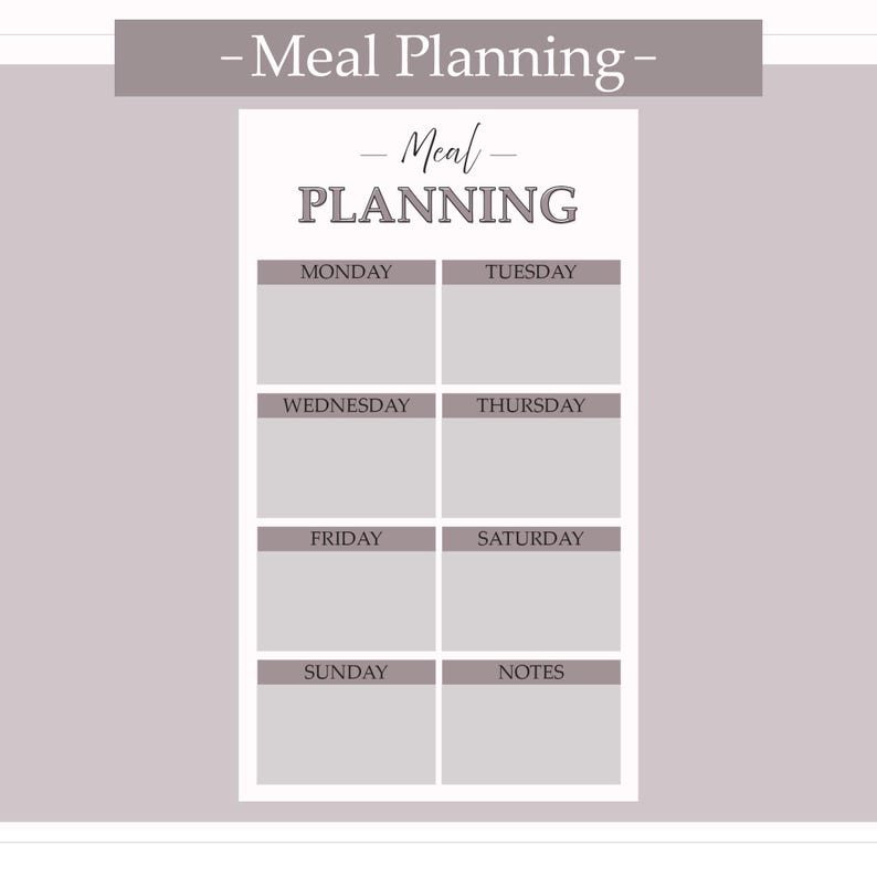 Meal Planning and Prep, Digital Downloads for an Organized Mealtime ...