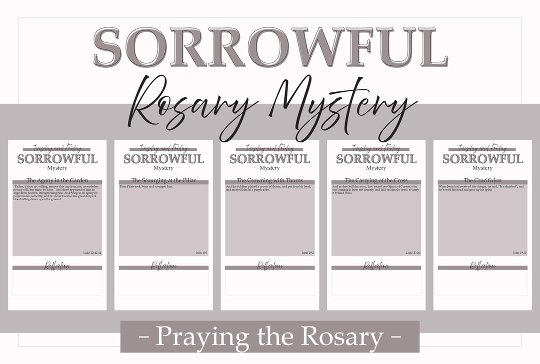 Sorrowful Rosary Mystery Digital Download Prayer Cards- Catholic ...