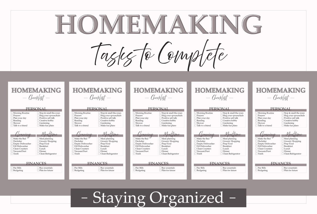 Personal Homemaker Checklist- Cleaning and Personal Care Routine for a ...