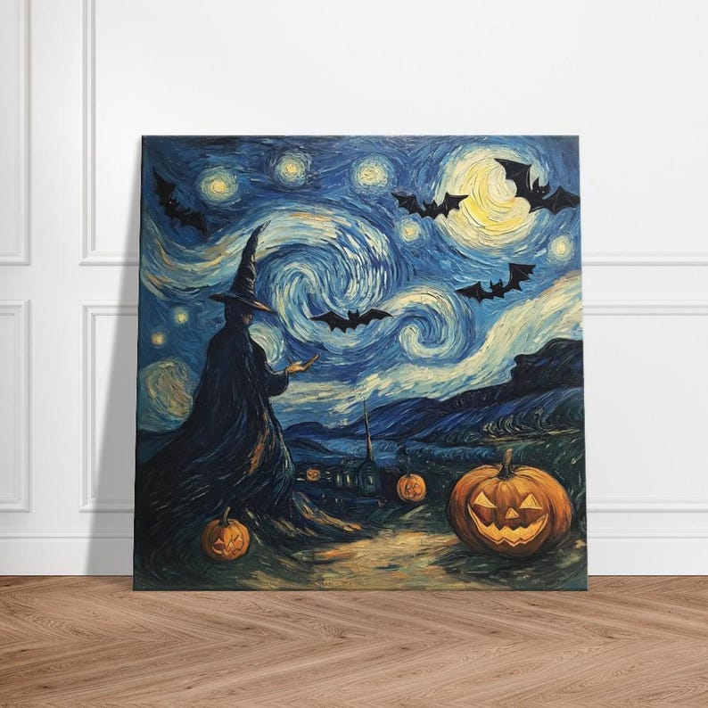 Spooky Starry Night Canvas Print - Etsy