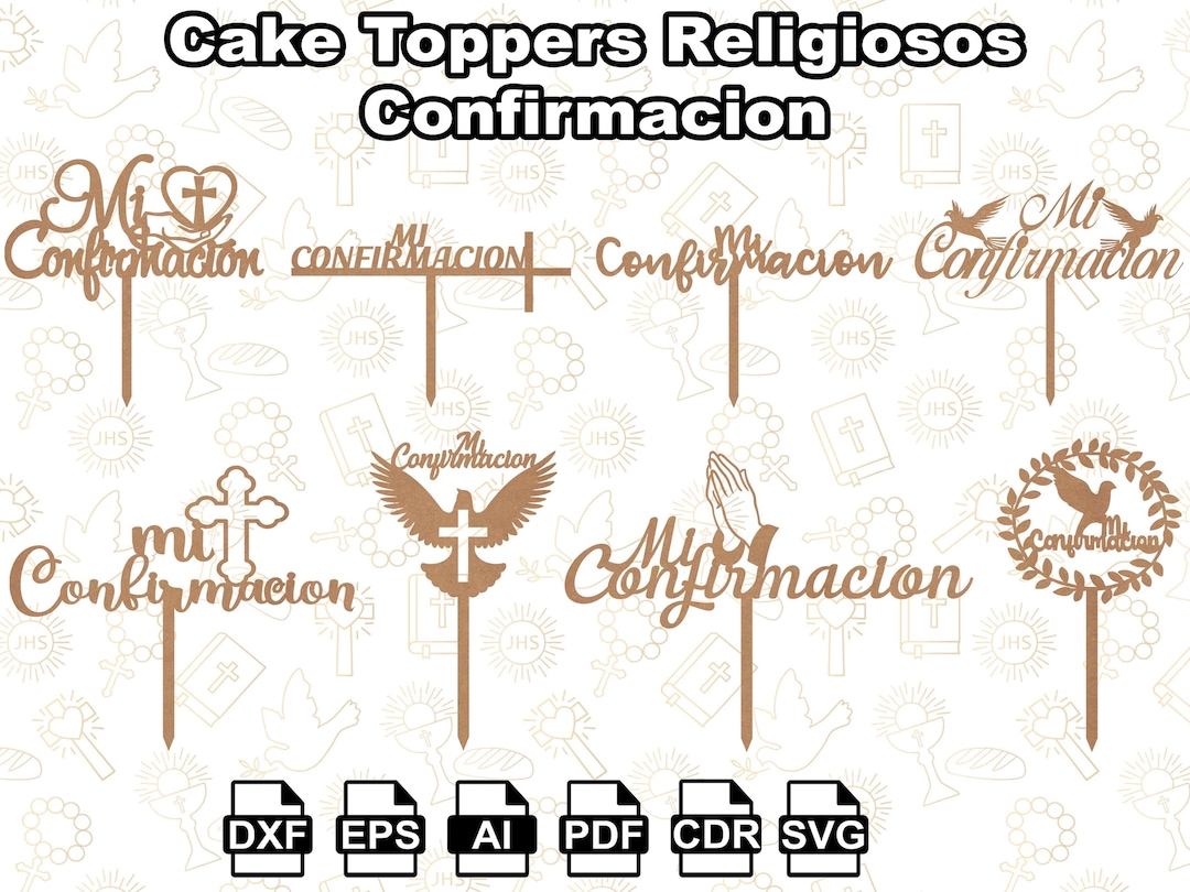 20 Confirmation Cake Topper Svg Bundle, Party Decoration, Religious ...