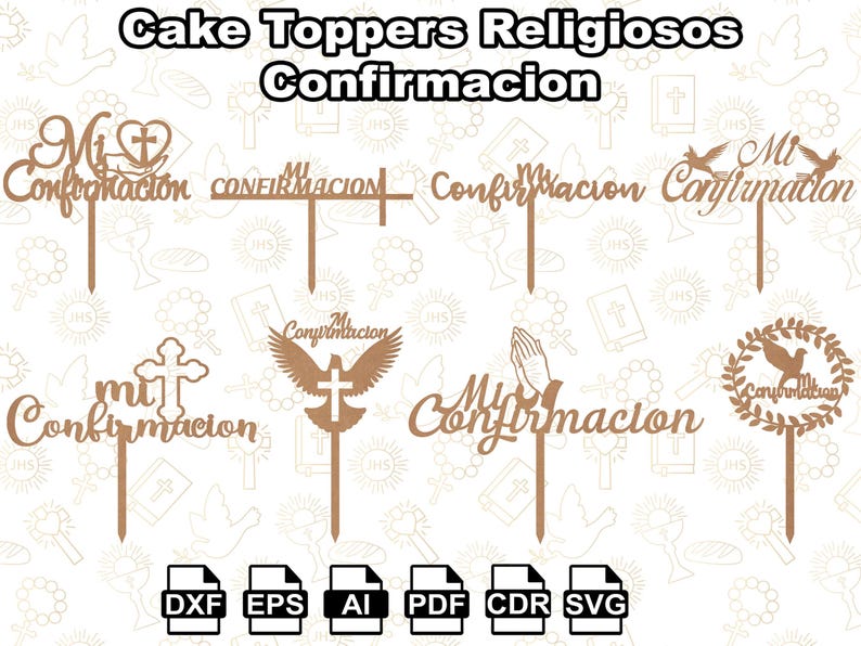20 confirmation cake topper svg bundle, party decoration, religious ...