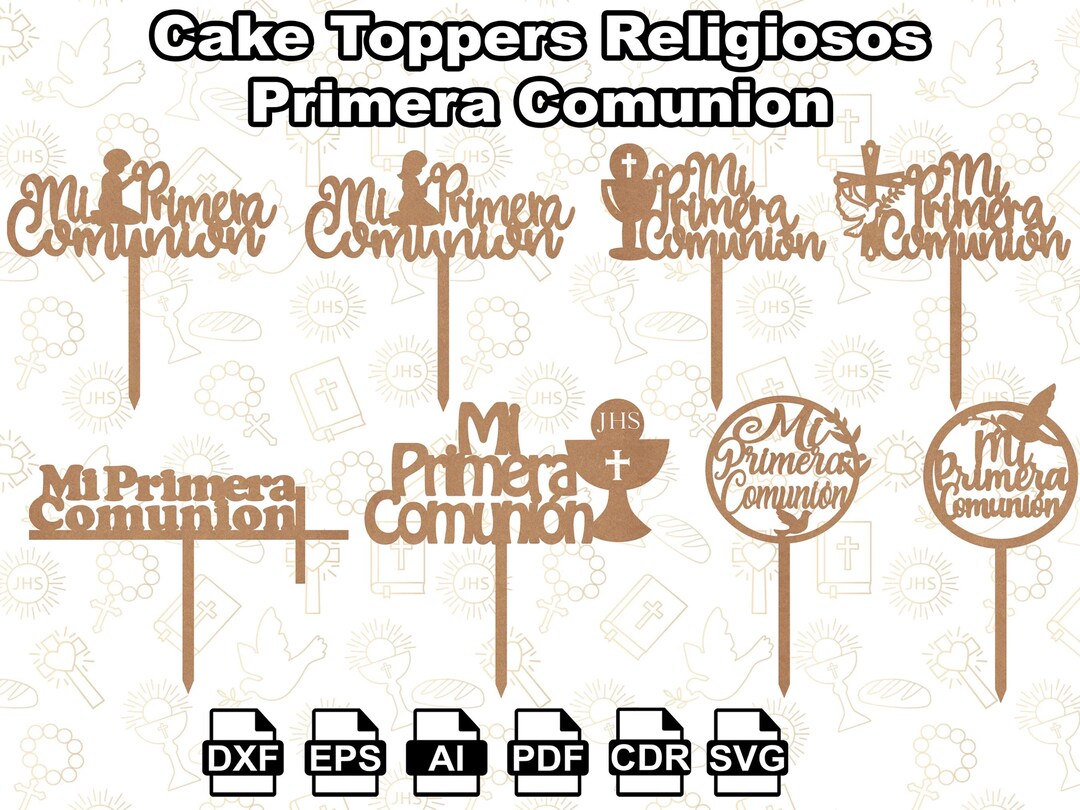 20 First Communion Cake Topper Svg Bundle, Party Decoration, Religious ...