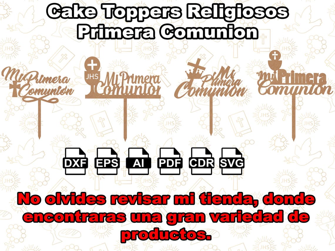 First communion cake topper svg bundle, party decoration, religious ...