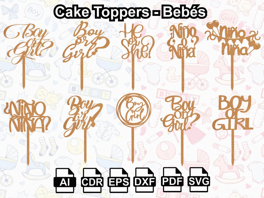 50 Baby Cake Toppers Svg Bundle, Baby Announcement, Gender Reveal, Baby ...