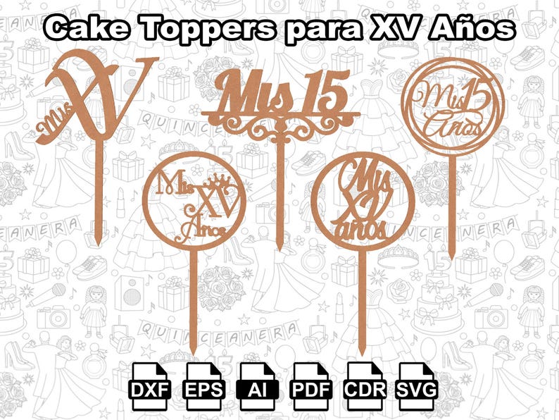 25 XV Cake Toppers for Quinceanera, Cake Decor, Quinceanera Favors, Mis ...