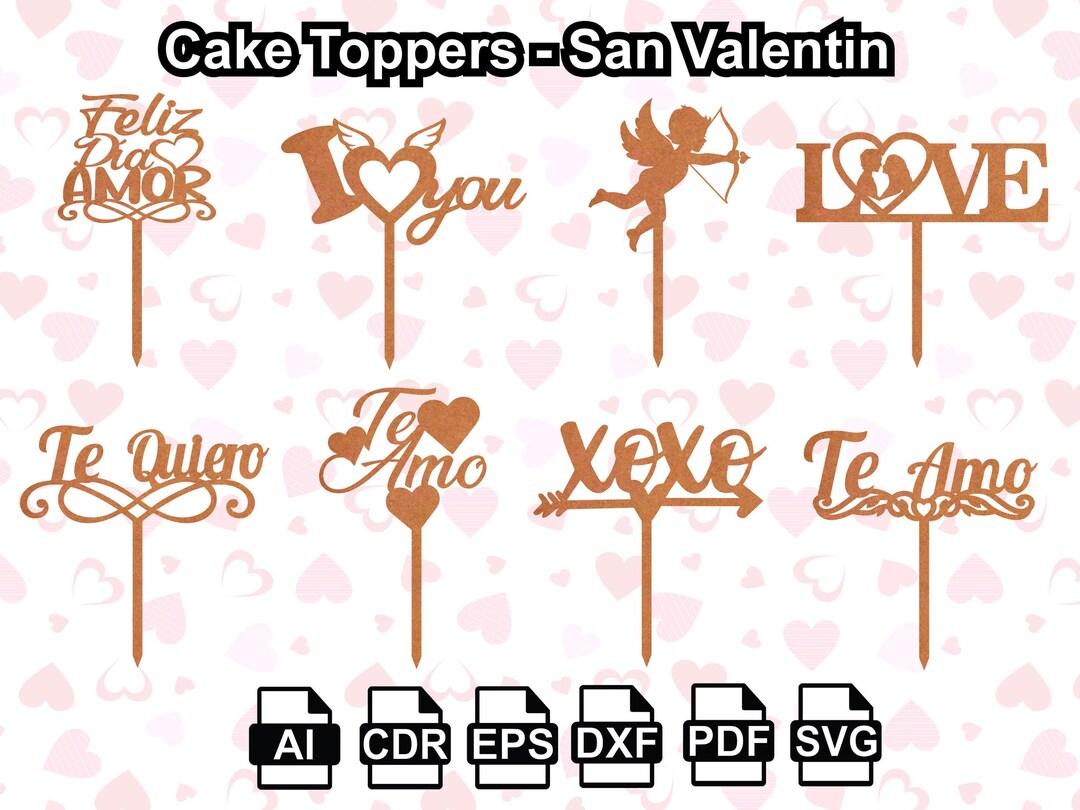 100 Valentine Cake Topper Svg Bundle, Party Decor, Cake Topper San ...