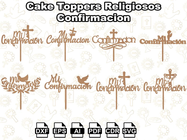 20 Confirmation Cake Topper Svg Bundle, Party Decoration, Religious ...