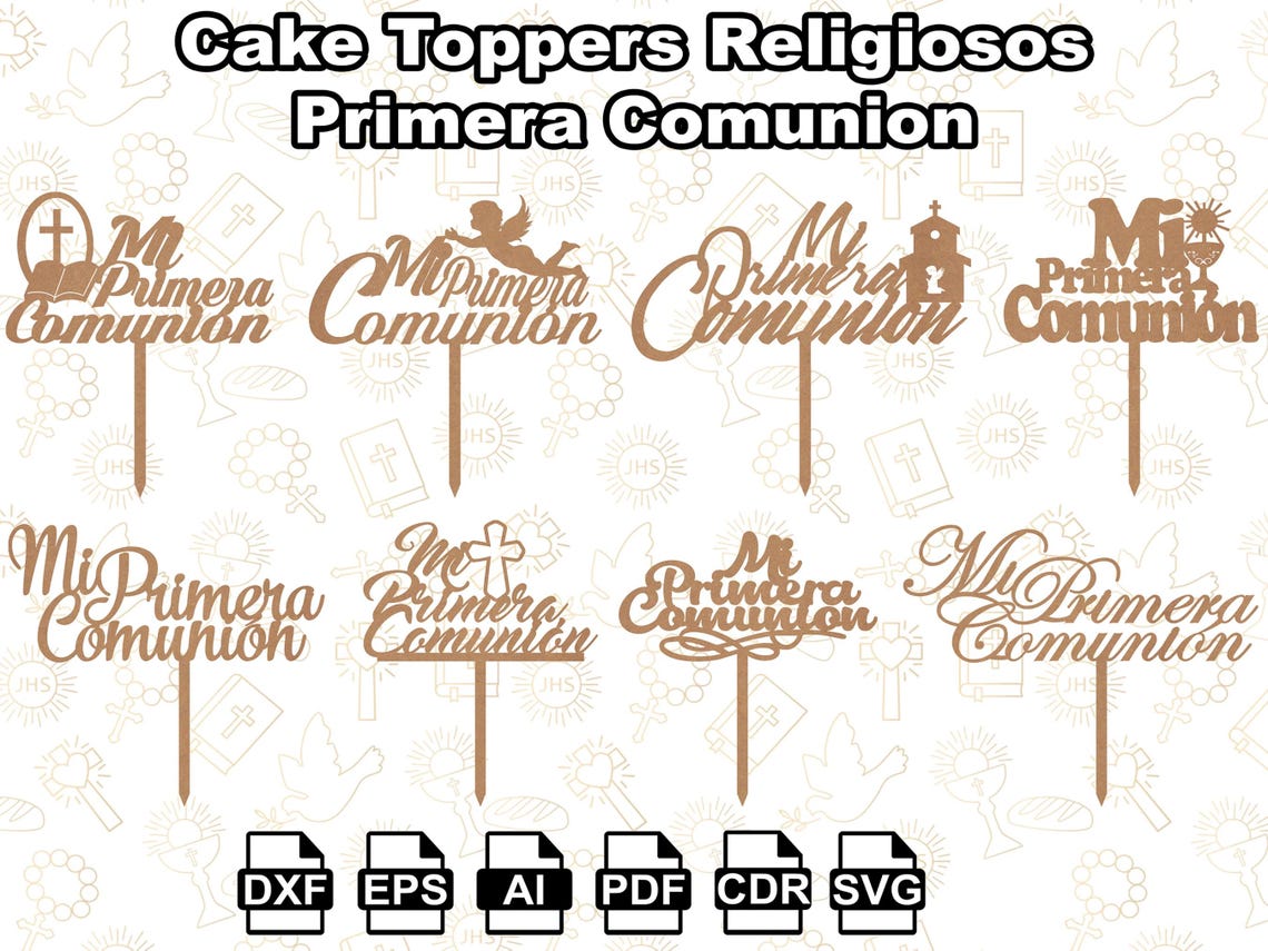 20 first communion cake topper svg bundle, party decoration, religious ...