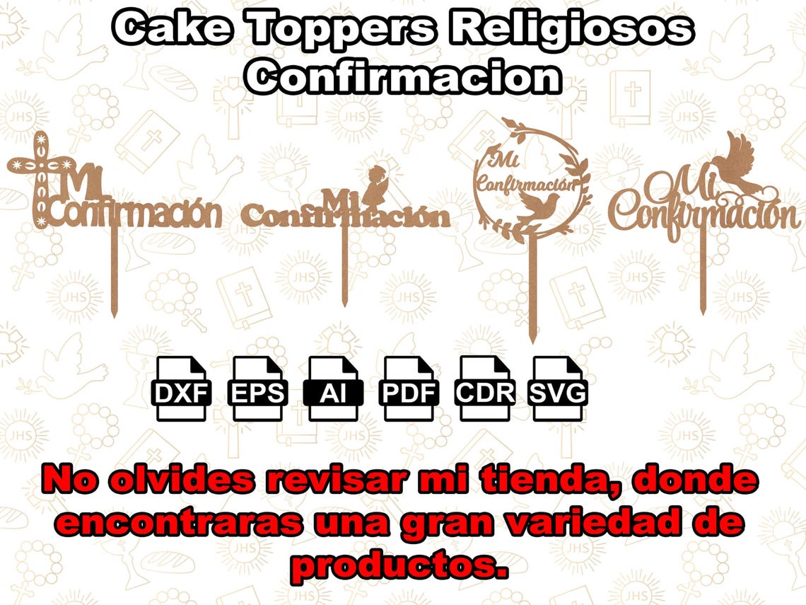 20 confirmation cake topper svg bundle, party decoration, religious ...