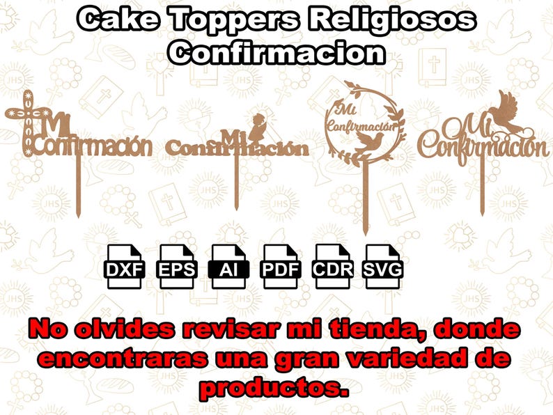 20 Confirmation Cake Topper Svg Bundle, Party Decoration, Religious ...