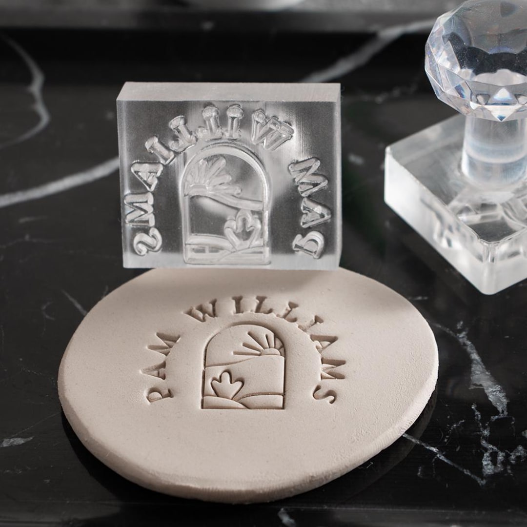 Custom Acrylic Stamp for Pottery | Initial Clay Acrylic Stamp | Custom ...