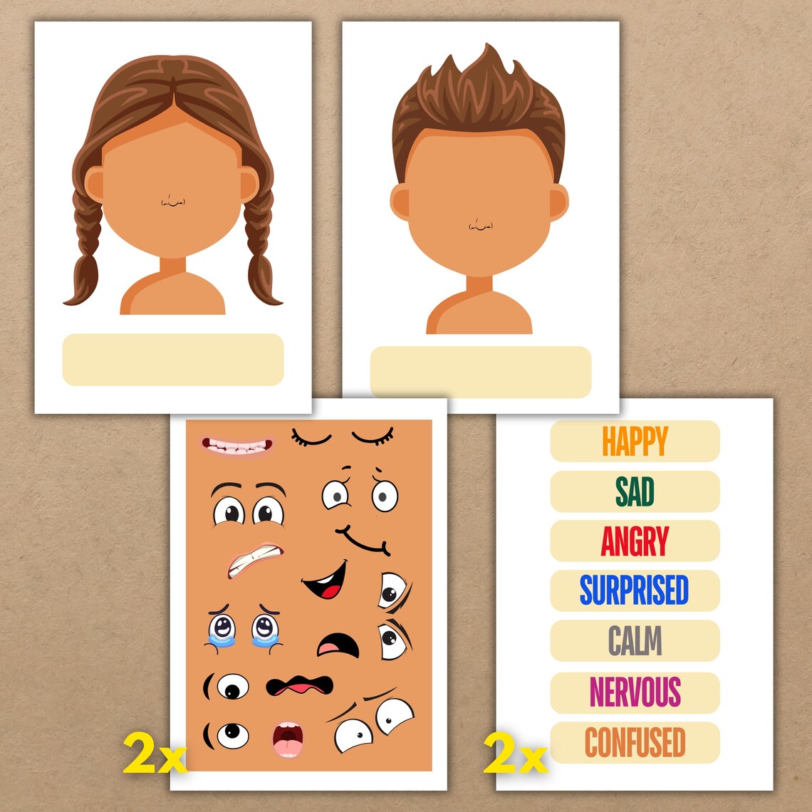 Emotional Activities for Kids - 7 Facial Expressions - Etsy
