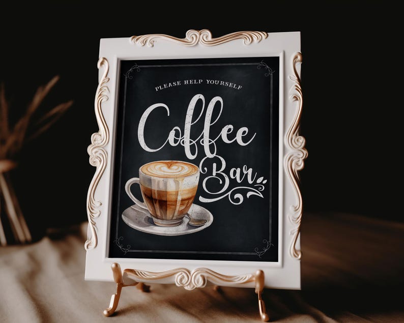 Coffee Bar - Coffee Station Sign - Chalkboard - Printable - Digital ...