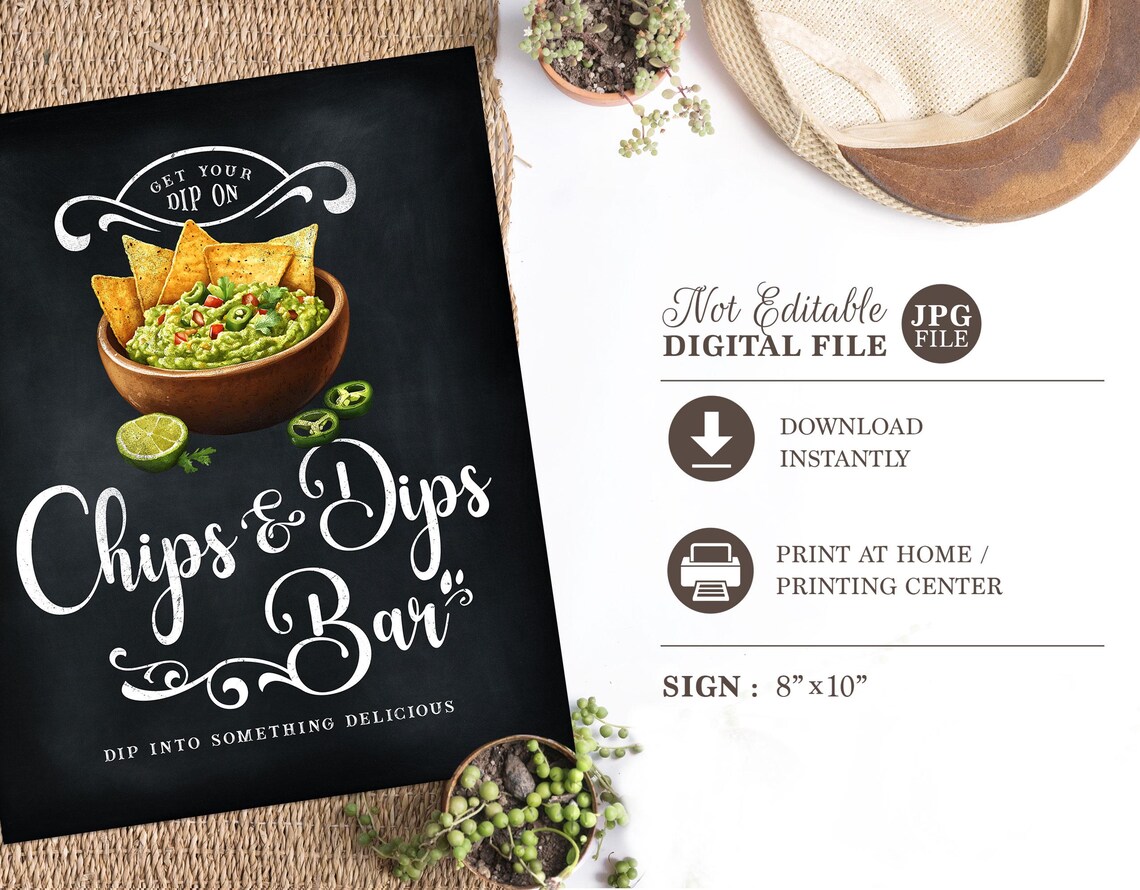 Chips & Dips Bar Sign – Chalkboard Printable (digital File) - Etsy