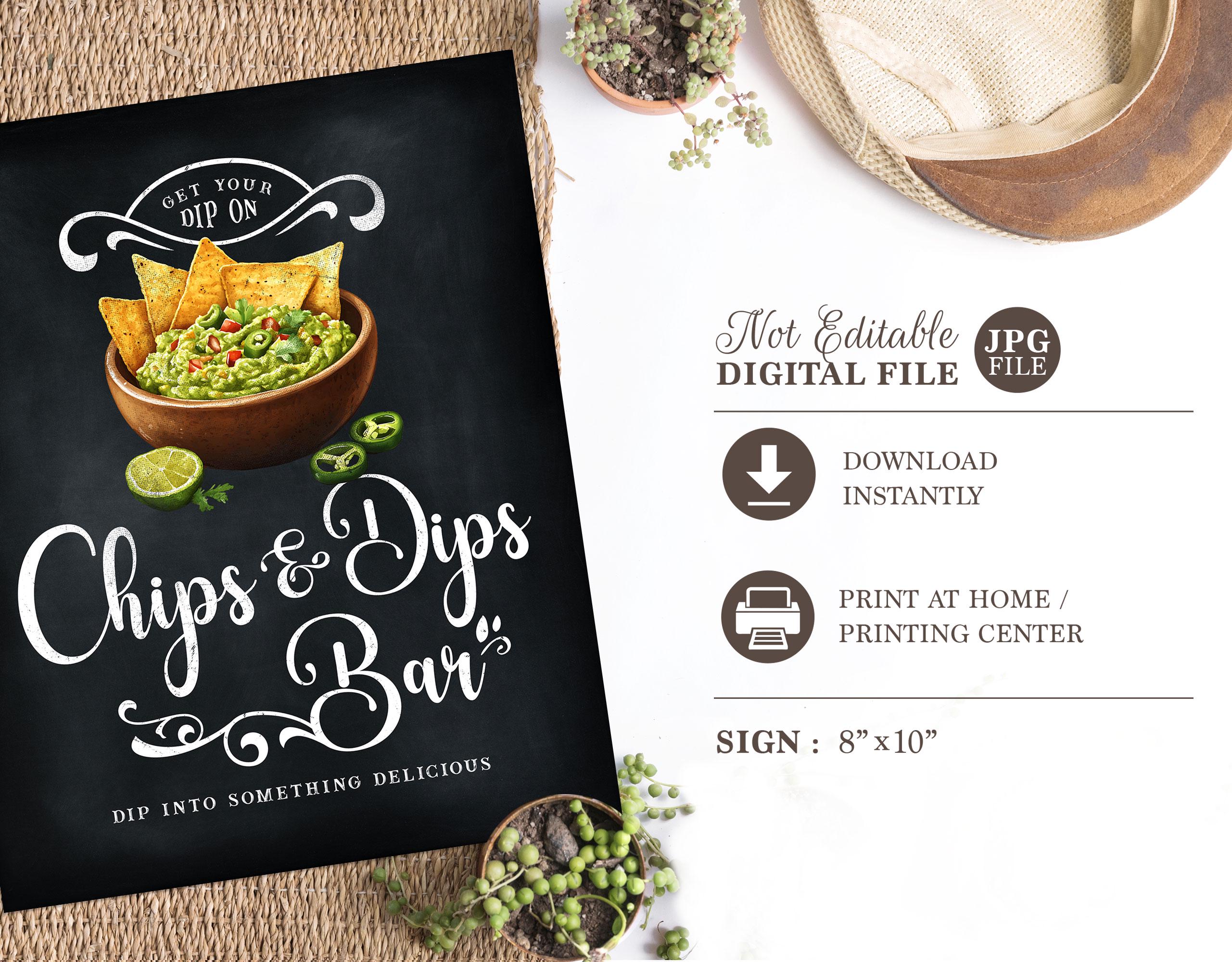 Chips & Dips Bar Sign – Chalkboard Printable (digital File) - Etsy