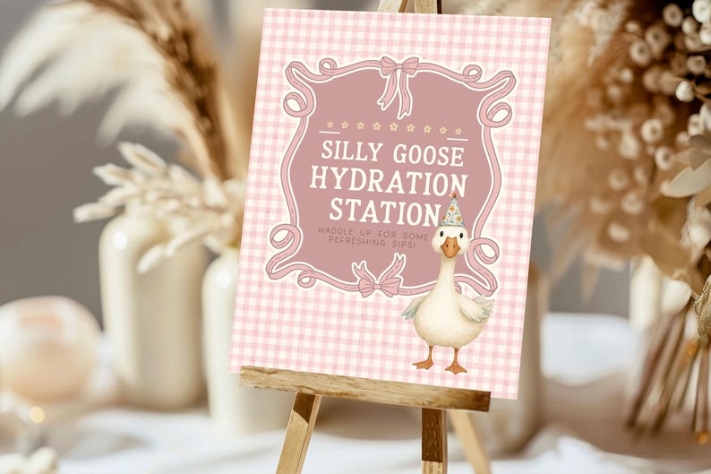 Silly Goose Hydration Station Sign – Birthday, Baby Shower (instant ...