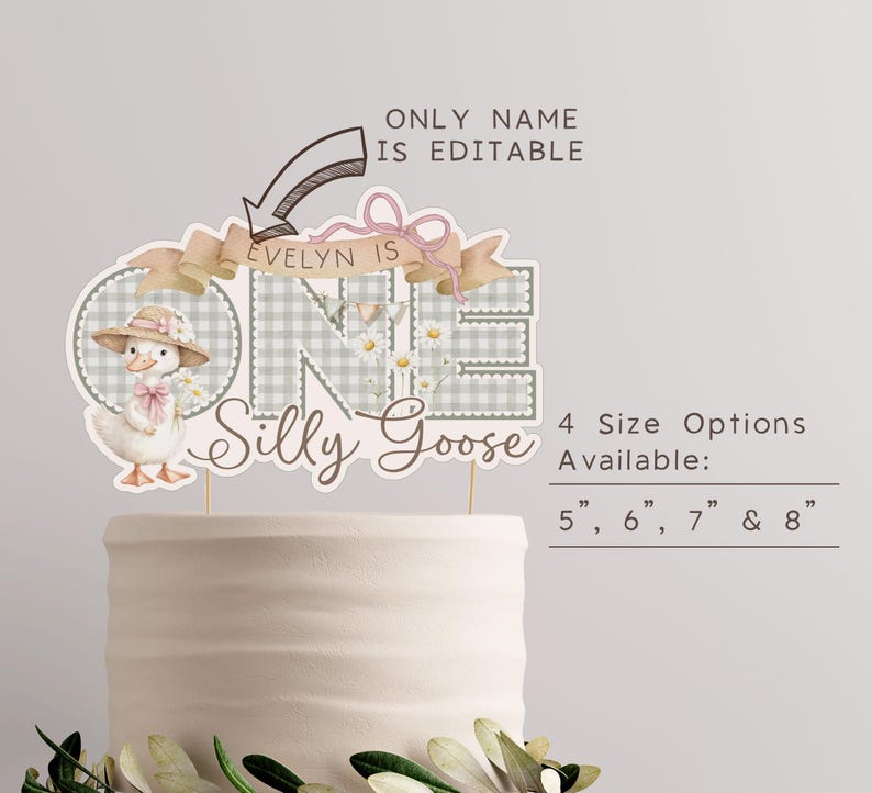 One Silly Goose Cake Topper | Printable Goose First Birthday Cake ...