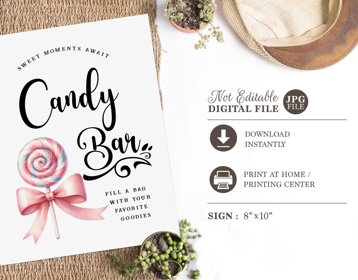 Candy Bar - Candy Station Sign - Minimalist - Printable - Digital File ...