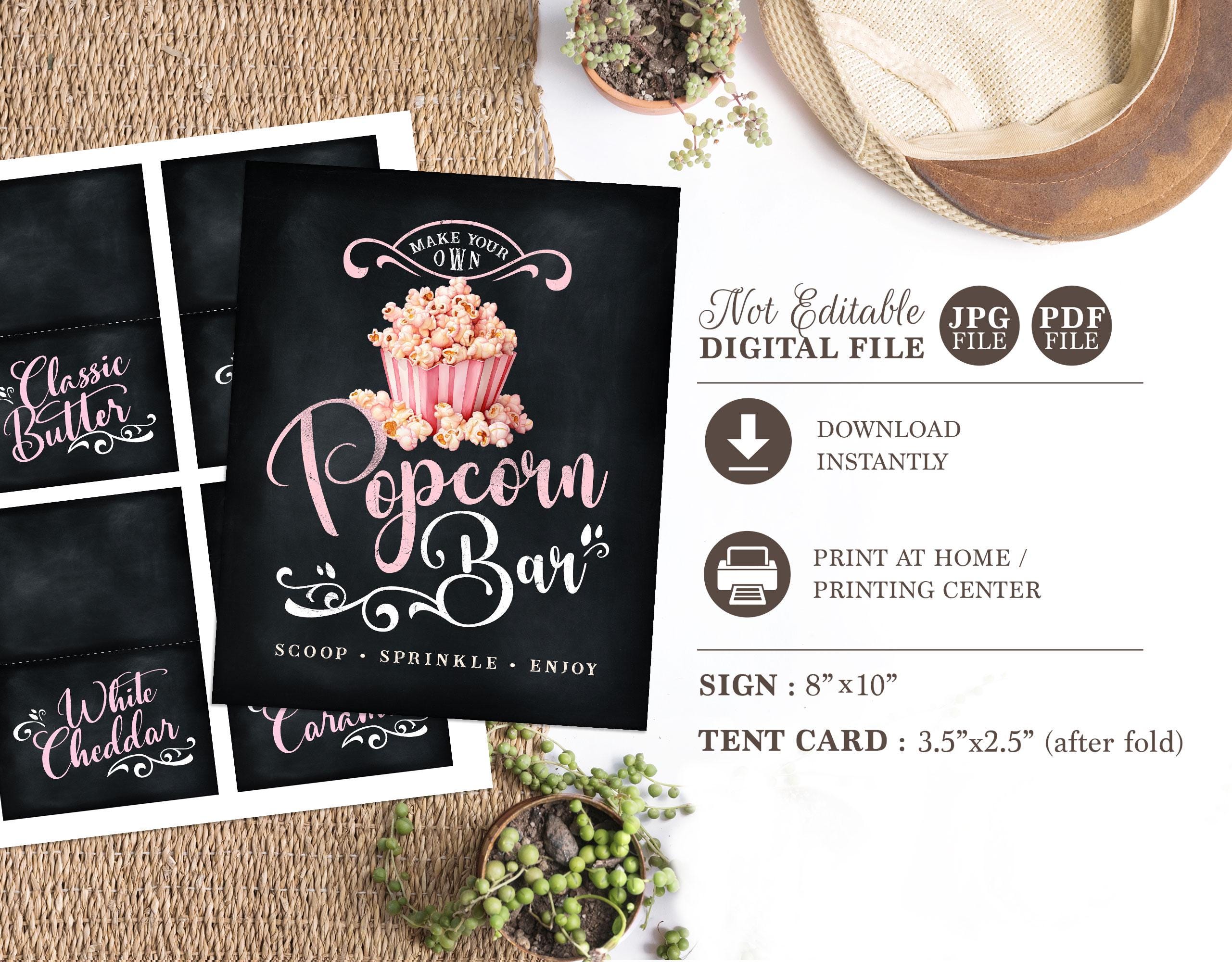 Popcorn Bar - Popcorn Station Sign - Chalkboard - Printable - Digital ...