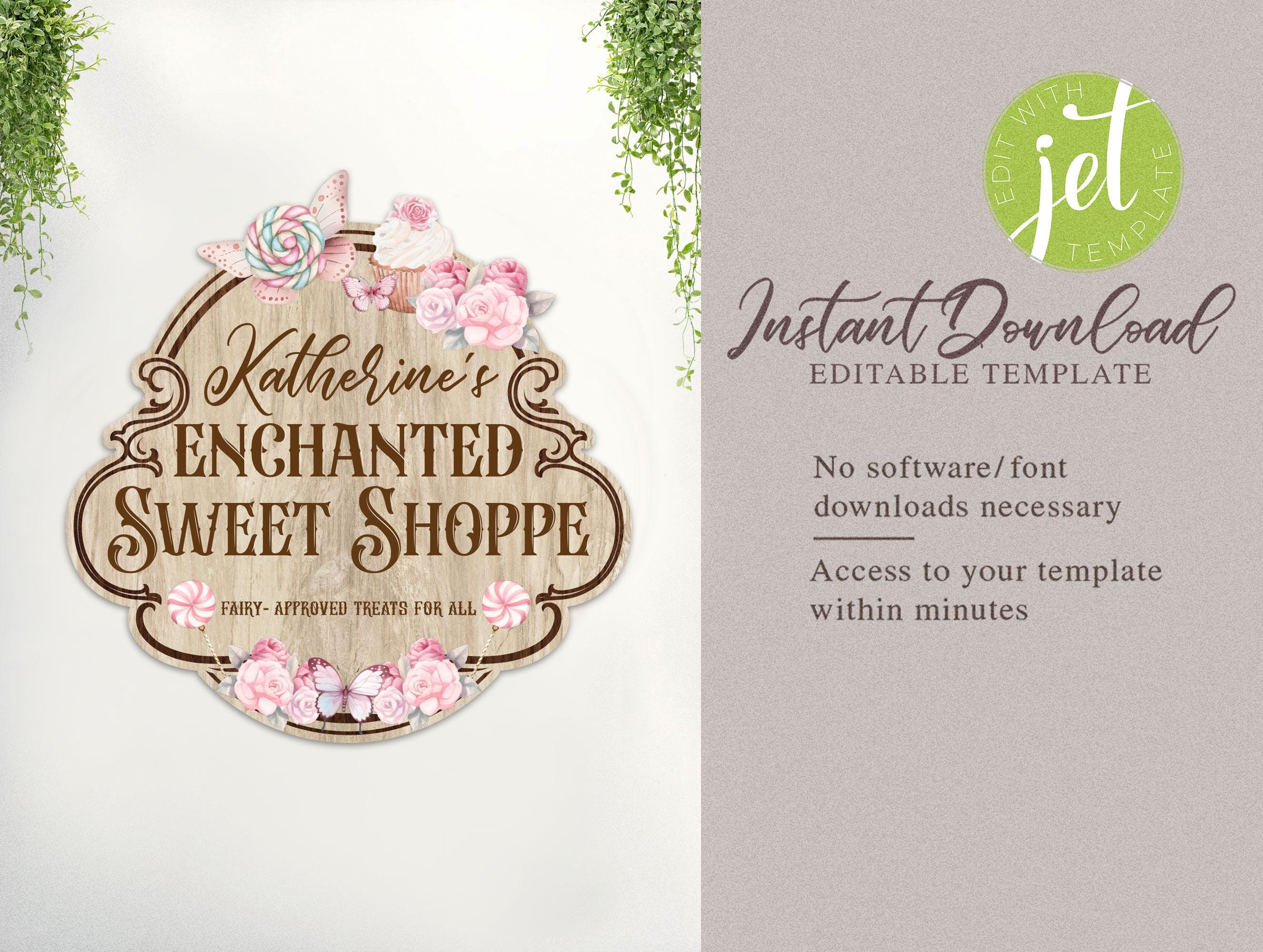 Editable Fairy Garden Sweet Shoppe Sign - Enchanted Sweet Shop ...