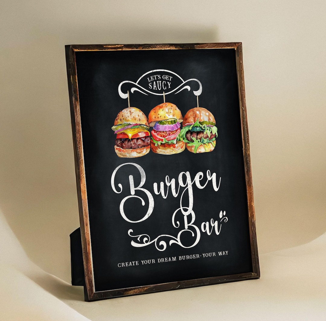 Burger Bar - Burger Station Sign - Chalkboard - Printable - Digital ...