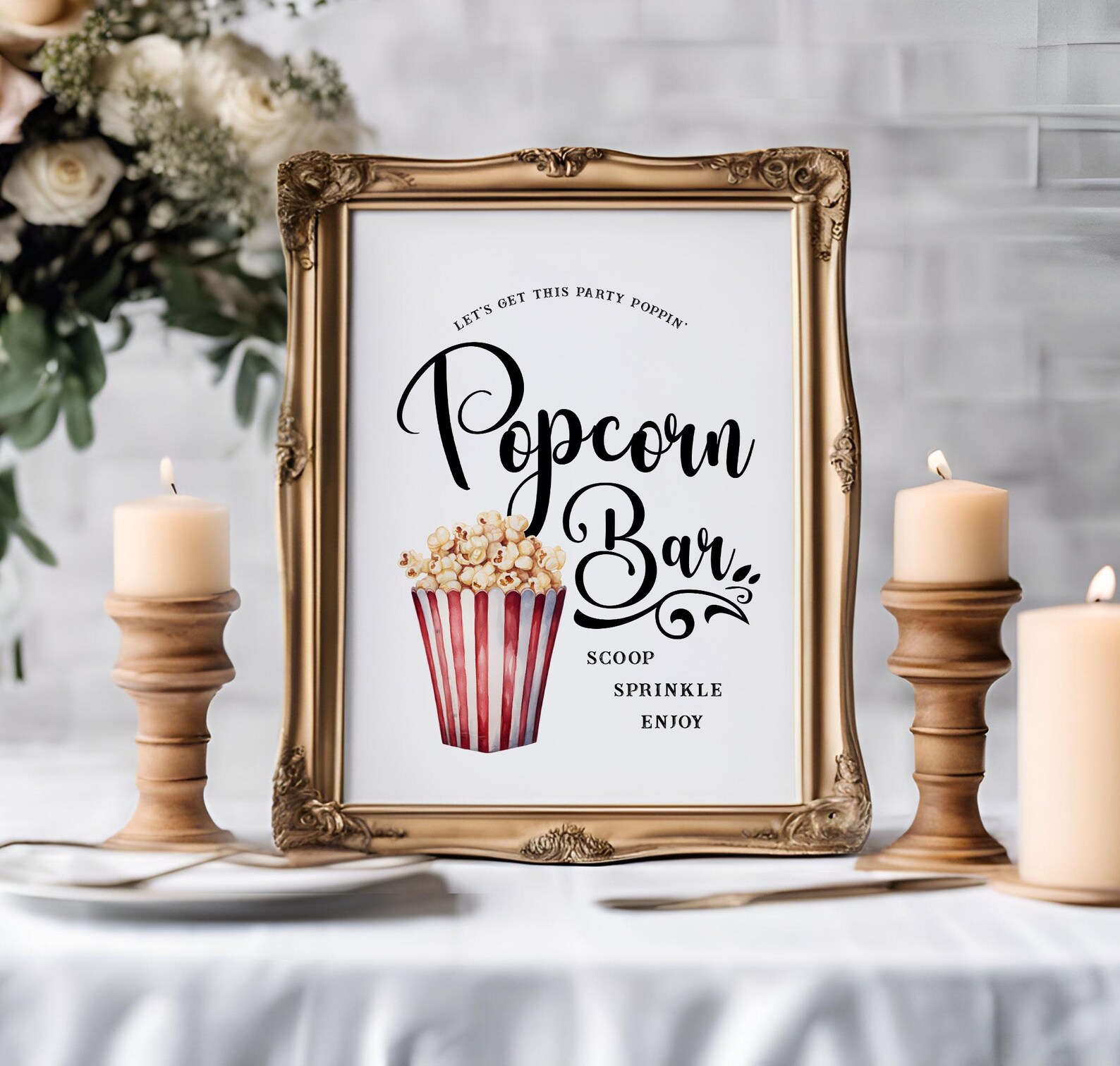 Popcorn Bar - Popcorn Station Sign - Minimalist - Printable - Digital ...