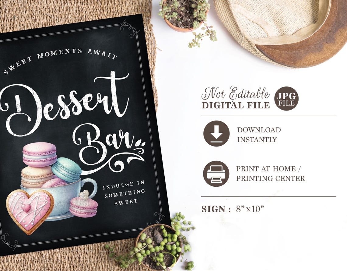 Dessert Bar - Dessert Station Sign - Chalkboard - Printable - Digital ...
