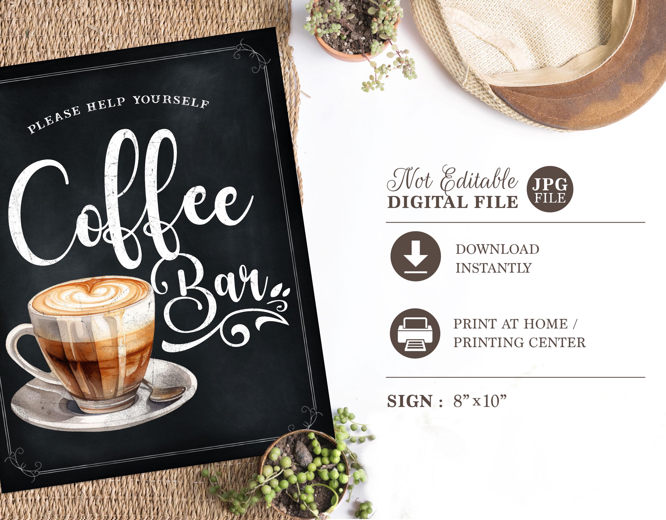 Coffee Bar - Coffee Station Sign - Chalkboard - Printable - Digital ...