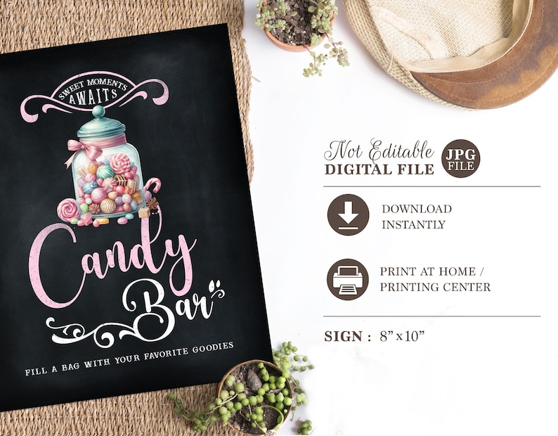 Candy Bar - Candy Station Sign - Chalkboard - Printable - Digital File ...