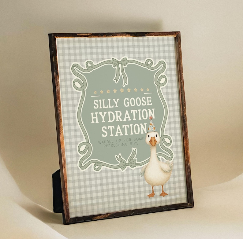 Silly Goose Hydration Station Sign – Birthday, Baby Shower (instant ...