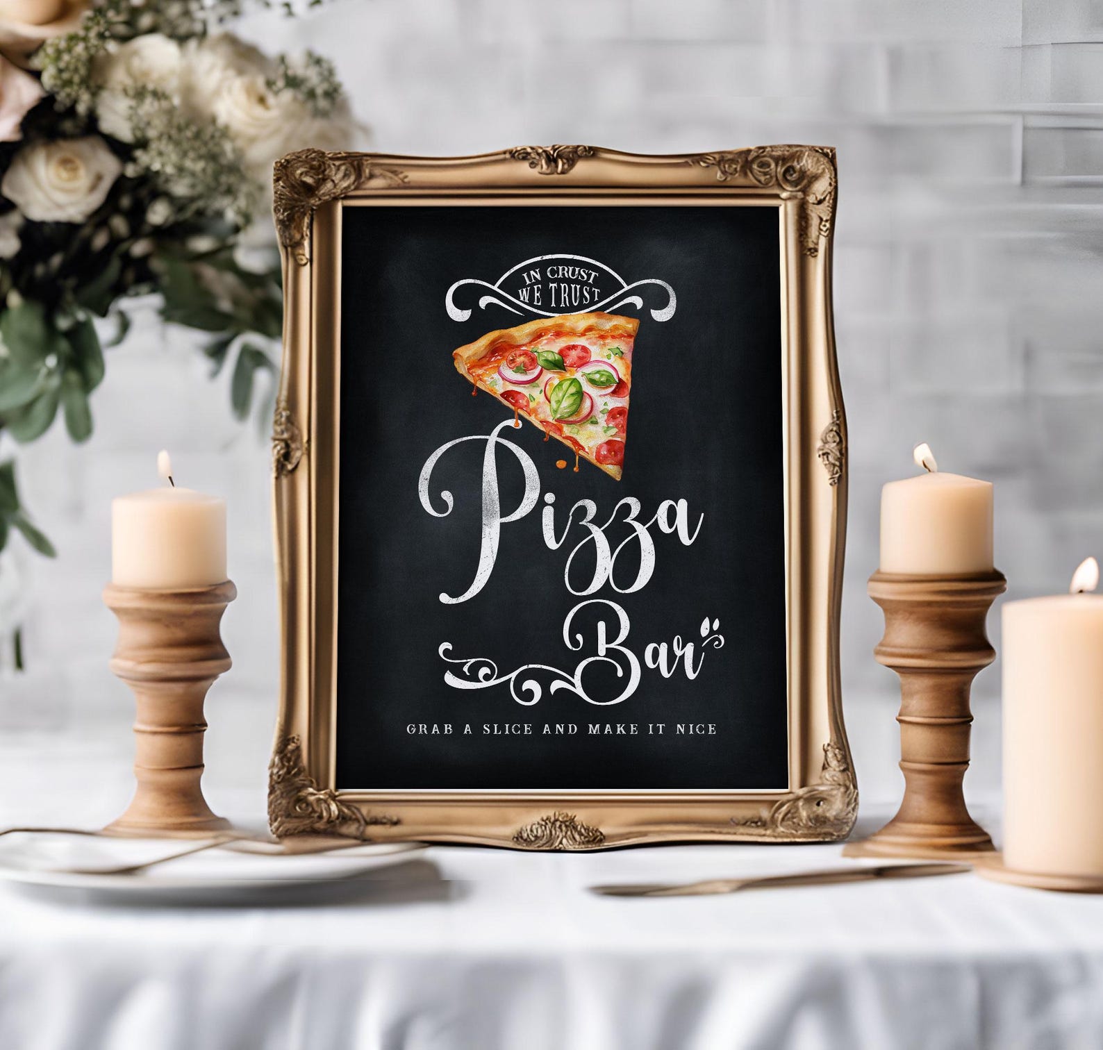 Pizza Bar - Pizza Station Sign - Chalkboard - Printable - Digital File ...