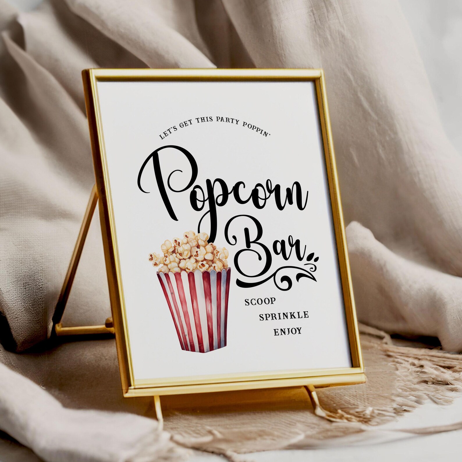 Popcorn Bar - Popcorn Station Sign - Minimalist - Printable - Digital ...