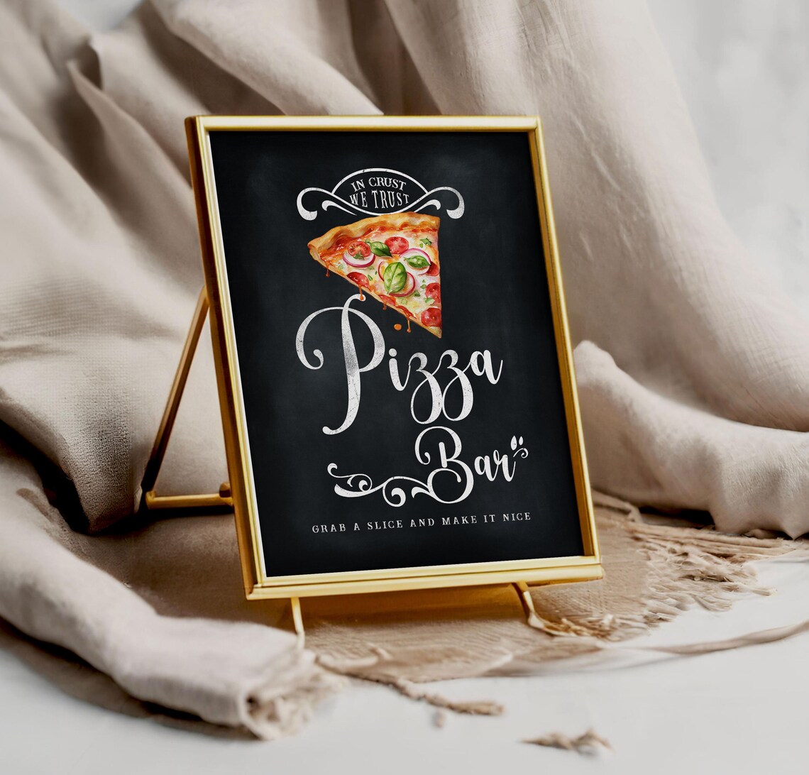 Pizza Bar - Pizza Station Sign - Chalkboard - Printable - Digital File ...