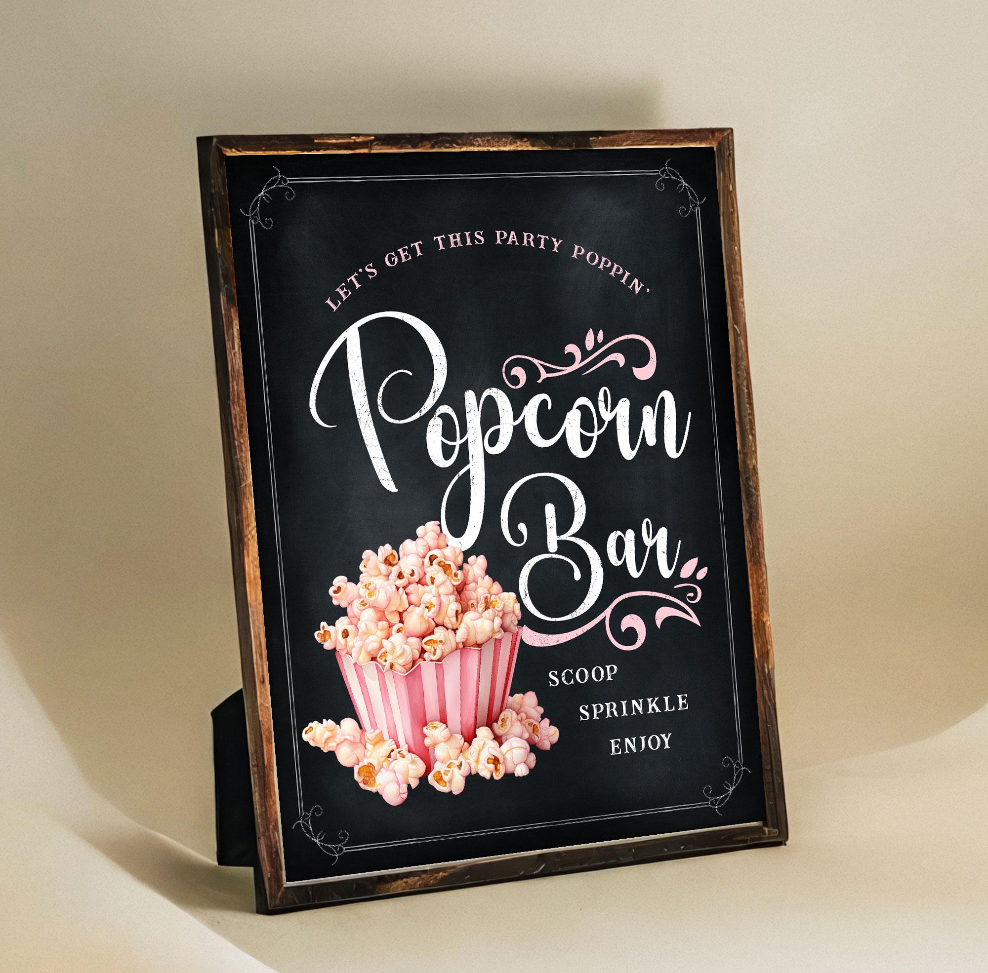 Popcorn Bar Popcorn Station Sign Chalkboard Printable Digital File - Etsy