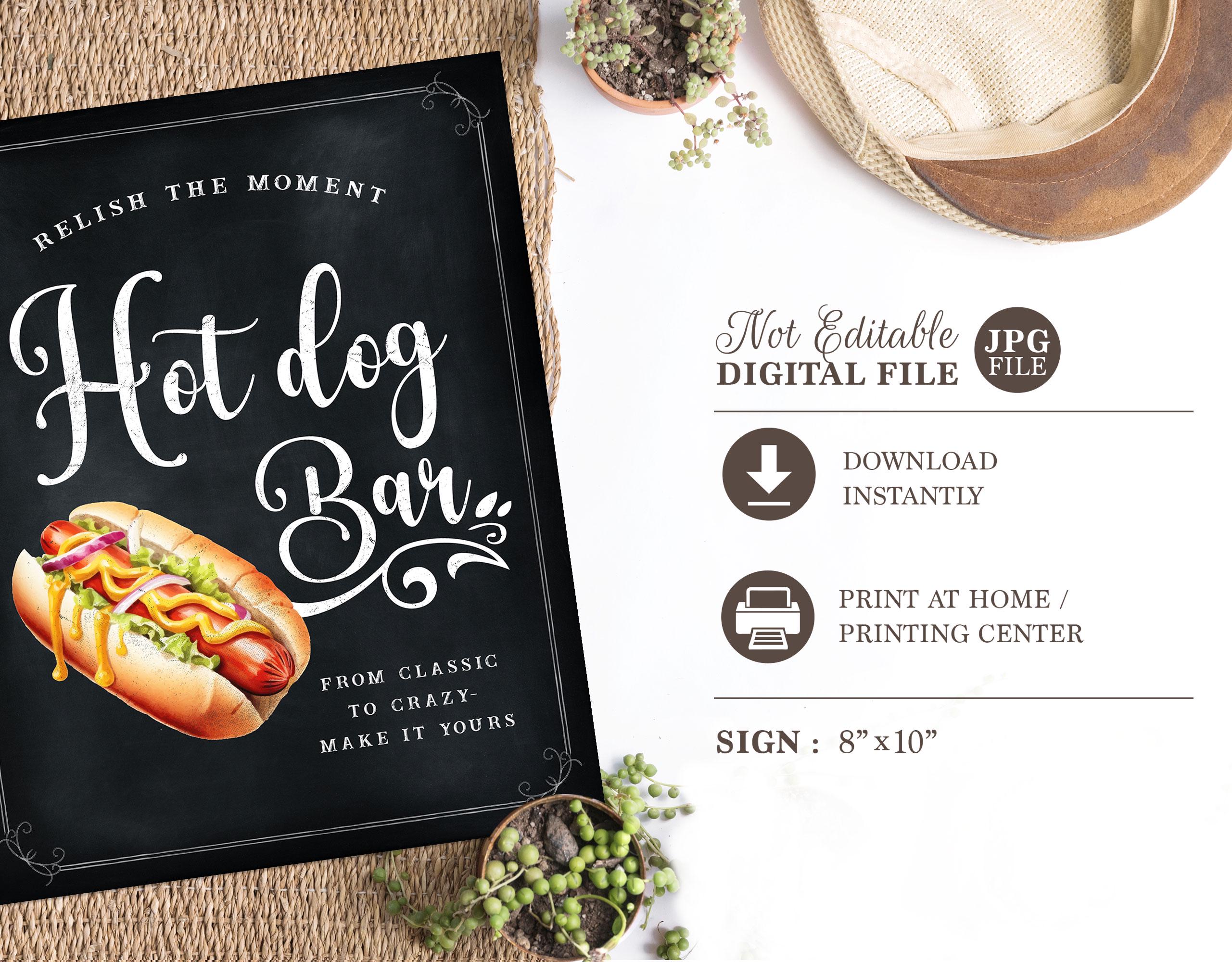 Hot Dog Bar Sign - Chalkboard Style Printable (digital File) - Etsy