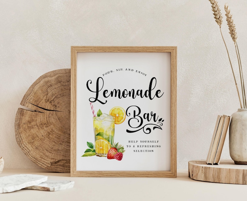 Lemonade Bar - Lemonade Stand Sign - Minimalist - Printable - Digital ...