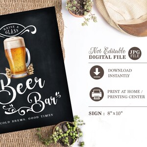 Beer Bar - Cheers and Beer Sign - Chalkboard - Printable - Digital File ...