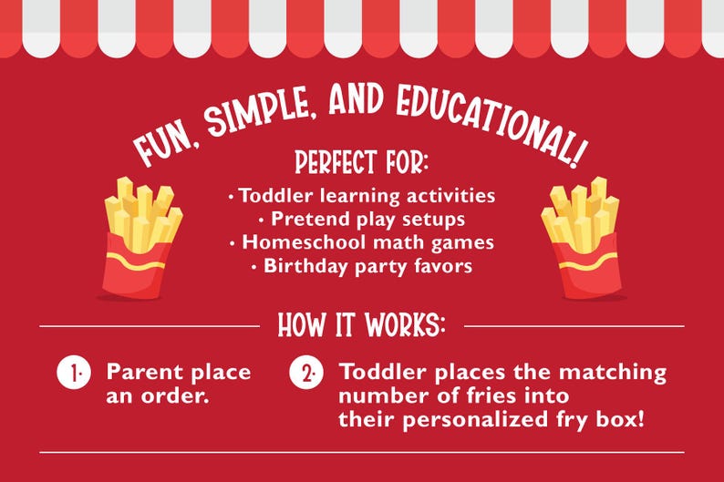 Personalized French Fry Counting Game | Printable Pretend Play French ...